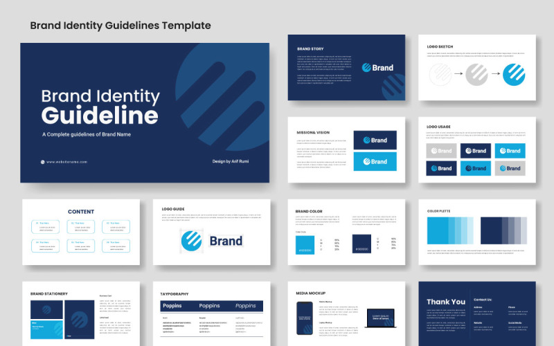 Minimal Brand Style guideline template or brand identity presentation ...