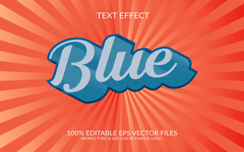 Blue Editable Vector Eps 3d Text Effect Design