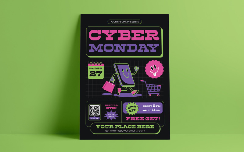 Cyber Monday Flyer PSD Template #365795 - TemplateMonster