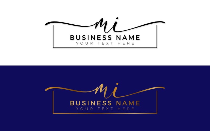 Calligraphy Studio Style MI Letter Logo Design, luxury Logo Template