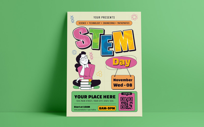 National STEM Day Flyer Template #365805 - TemplateMonster