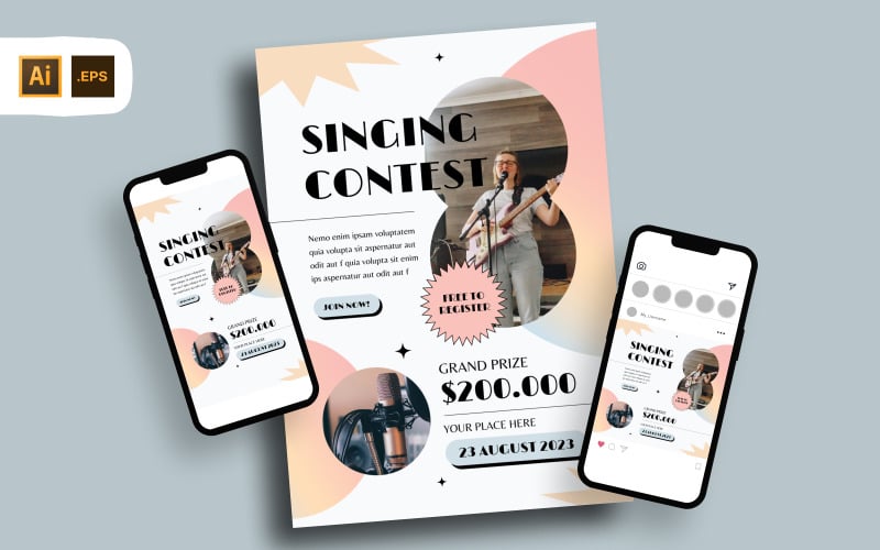 Singing Contest Flyer Template #365926 - TemplateMonster