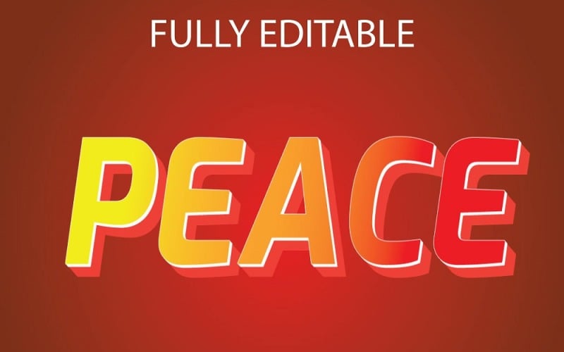FREE 3d peace text effect design, vector text effect design