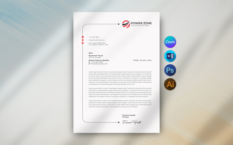 Canva A4 Corporate Letterhead Design Template