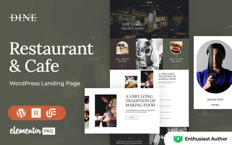 Dine - Restaurant And Cafe WordPress Elementor Theme