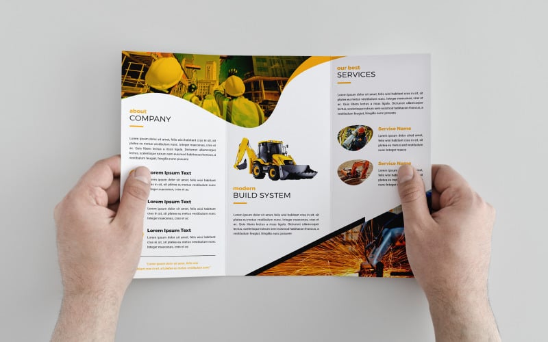 Construction Trifold Brochure Template - TemplateMonster