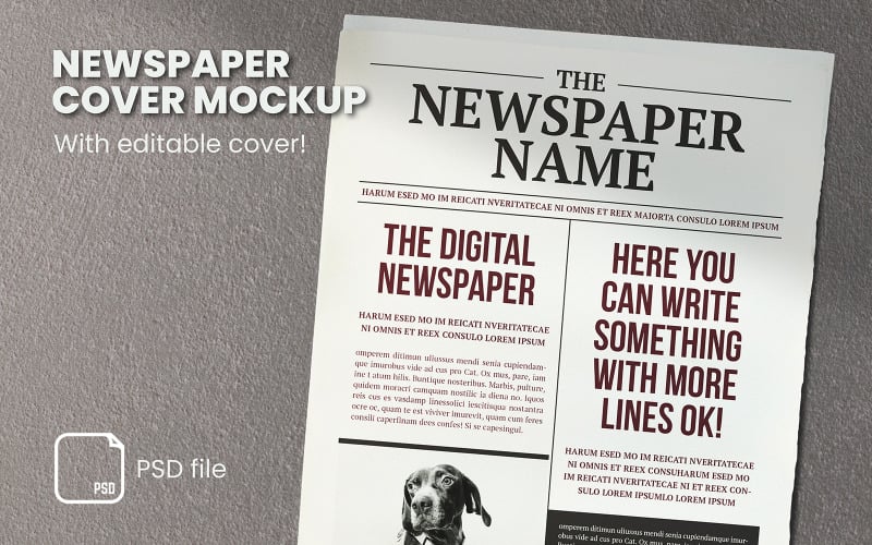Newspaper with Editable Cover Mockup - TemplateMonster