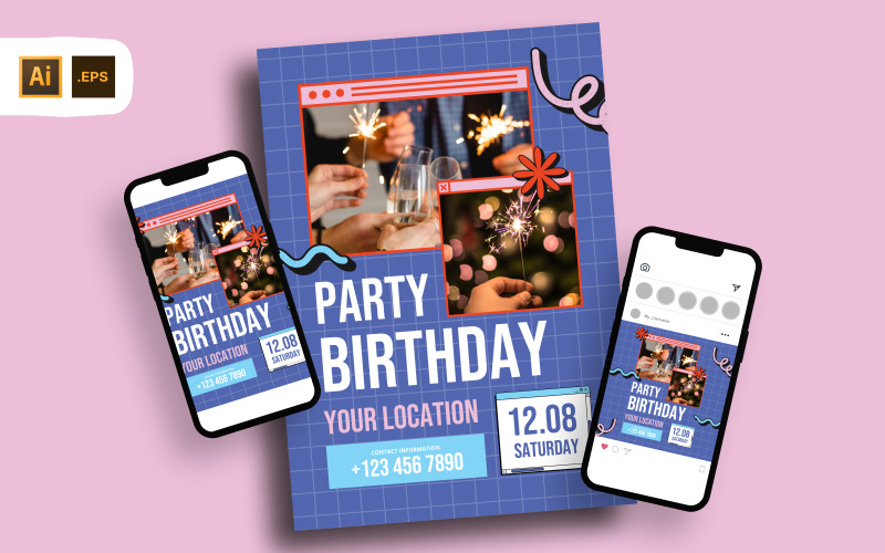 Modèle de Flyer dinvitation à une fête danniversaire