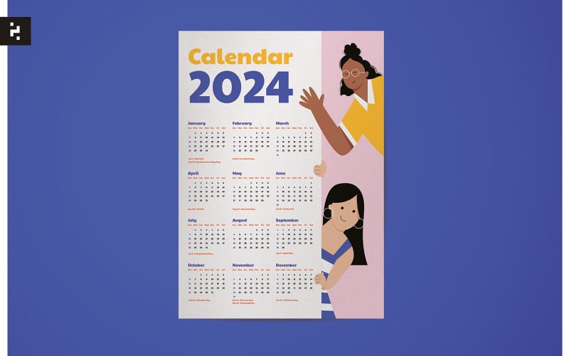 Creative Minimal 2024 Calendar #369014 - TemplateMonster