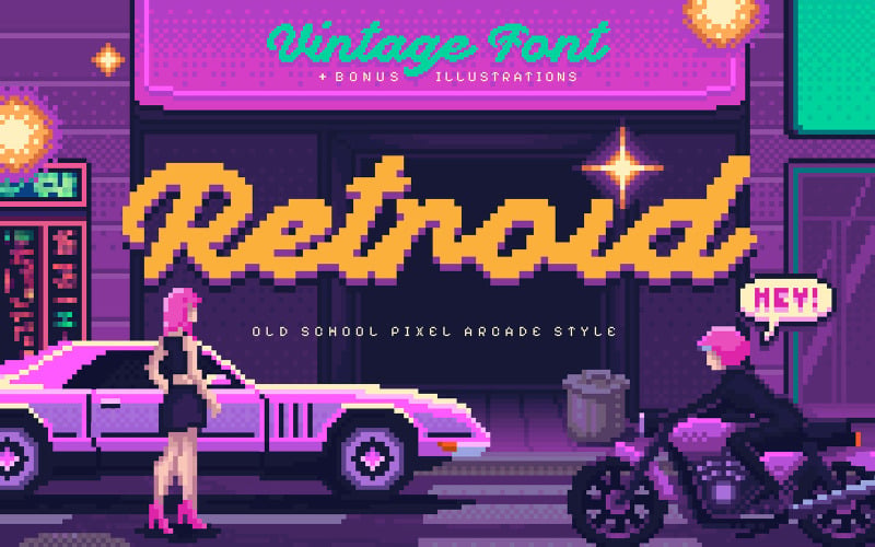 Retroid - Fuente pixelada vintage #369229 - TemplateMonster