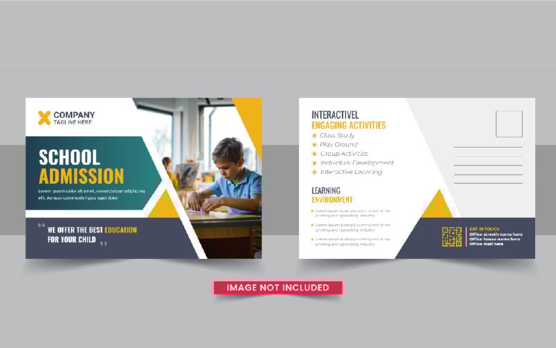 Kids back to school education admission postcard, School admission eddm ...