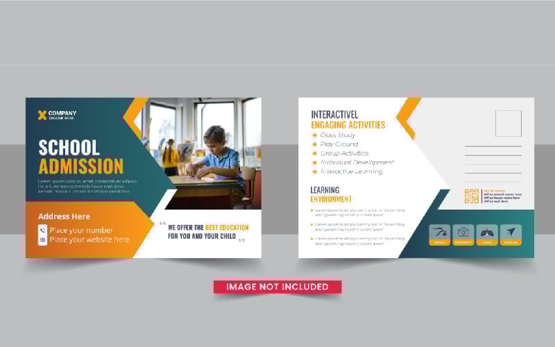 Kids back to school education admission postcard, School admission eddm ...