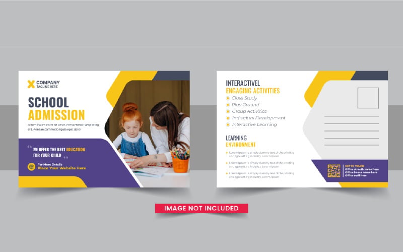 Kids back to school education admission postcard, School admission eddm ...