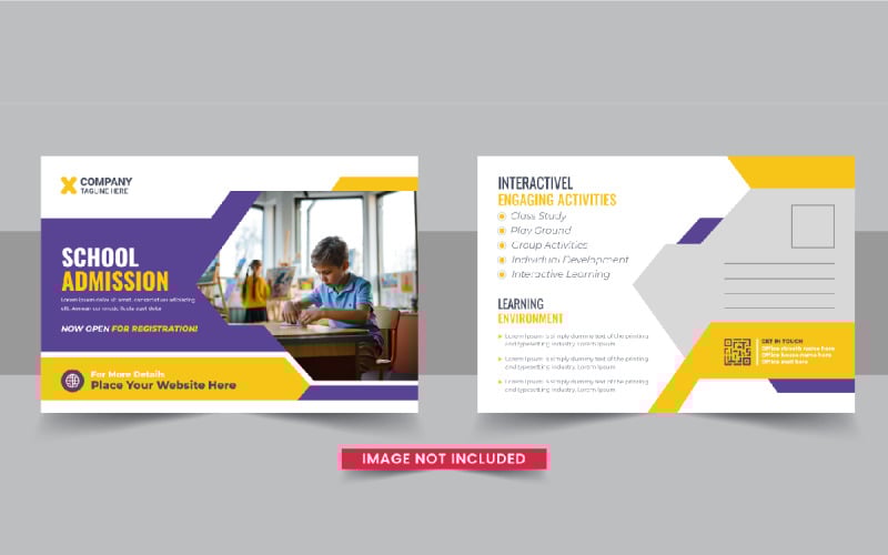 Kids back to school education admission postcard, School admission eddm ...