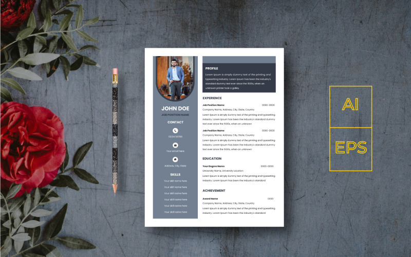 Stylish Minimal CV Template #369438 - TemplateMonster