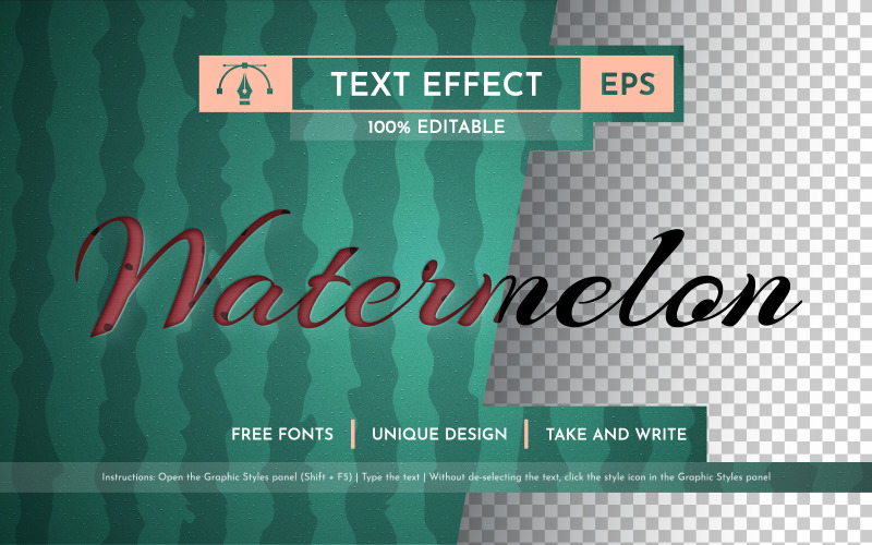 Watermelon - Editable Text Effect, Font Style