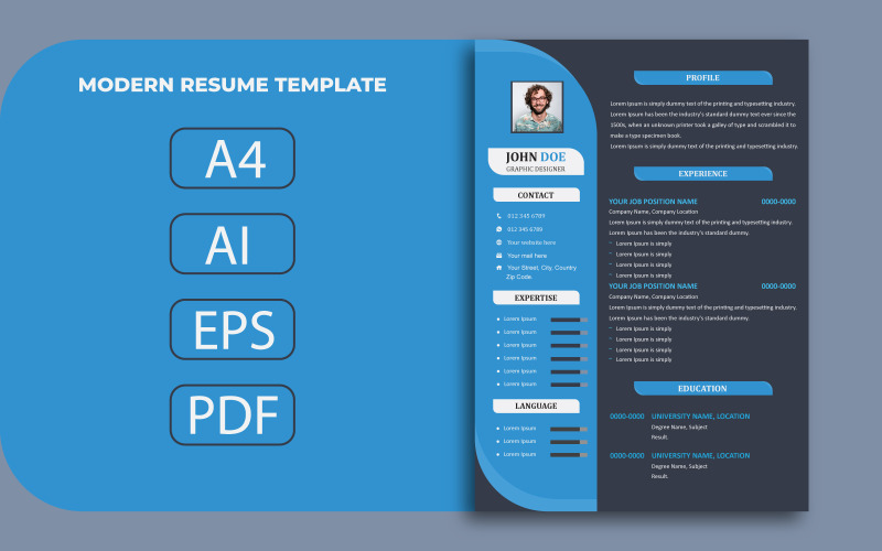 Conception de CV créatif moderne #369848 - TemplateMonster