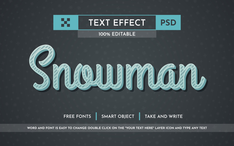 Snowman Retro - Editable Text Effect, Font Style