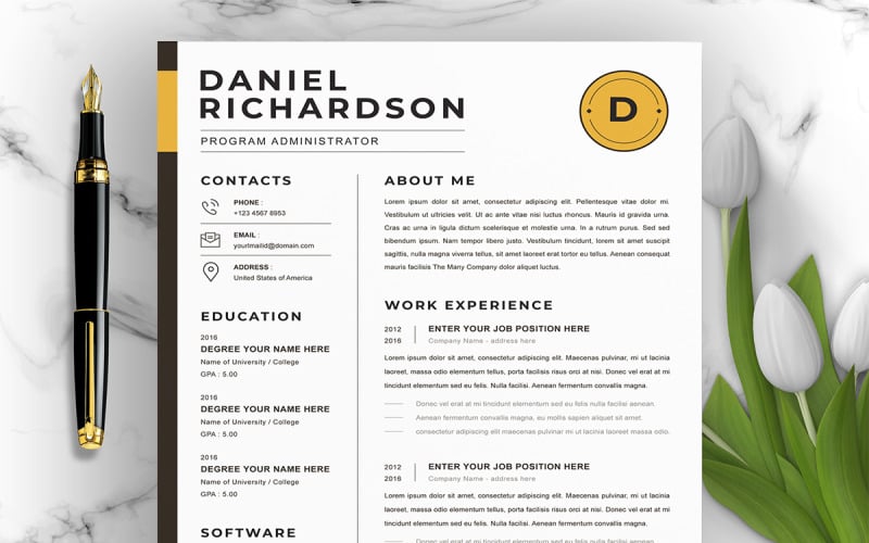 Simple Resume Design, Professional CV Template