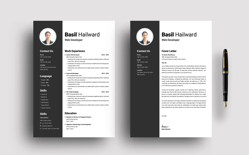 Professionell CV-mall och följebrev #266744 - TemplateMonster