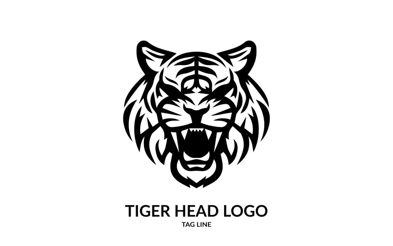 Modèle de logo de symbole de tête de tigre féroce