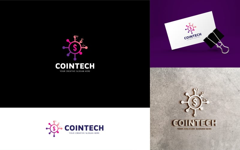 Coin Tech Logo Design Template #370855 - TemplateMonster