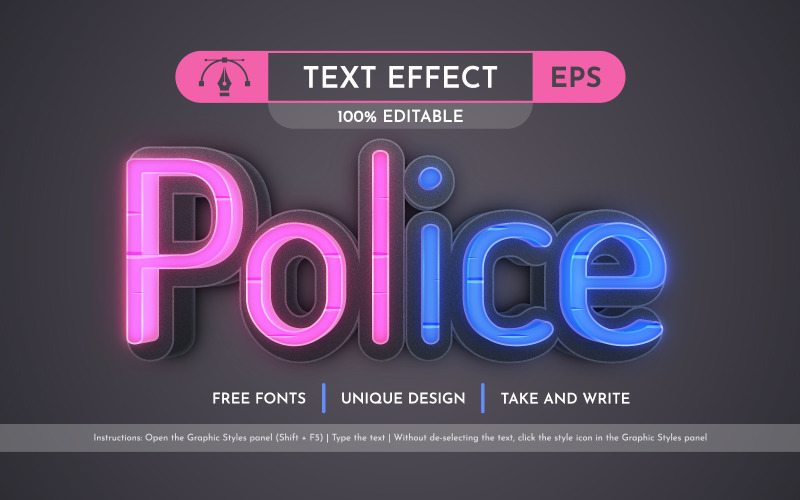 Police Glow - Editable Text Effect, Font Style