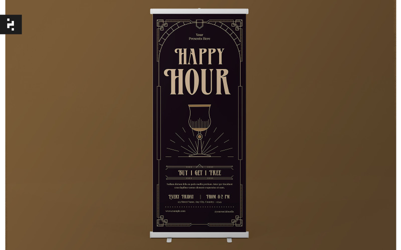Banner clássico elegante de happy hour - TemplateMonster