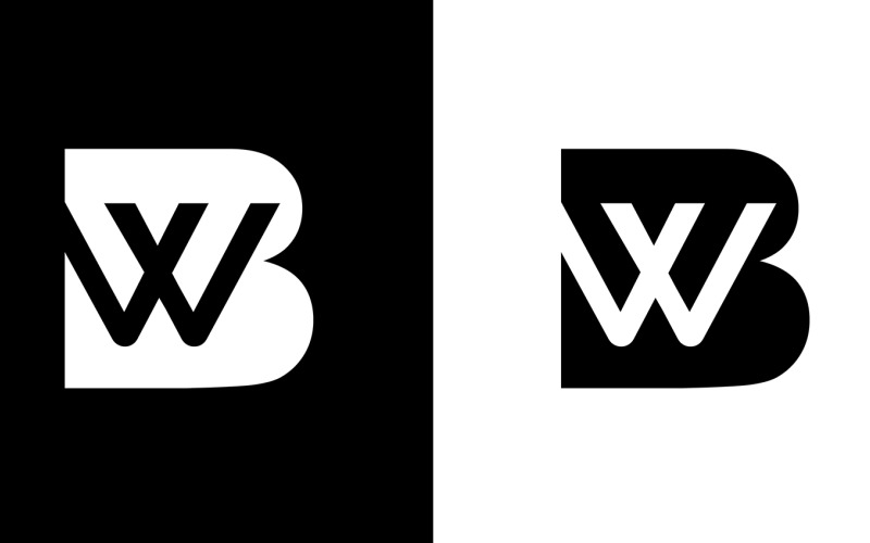 Letra inicial bw, wb resumen empresa o marca Diseño de logotipo