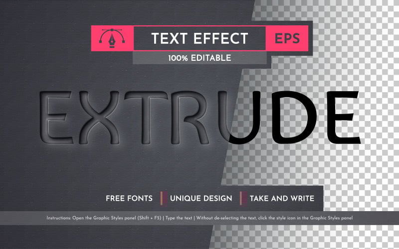 Extrude - Editable Text Effect, Font Style - TemplateMonster