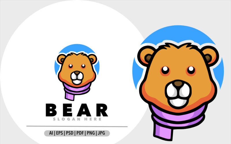 Bear head mascot cartoon logo design - TemplateMonster