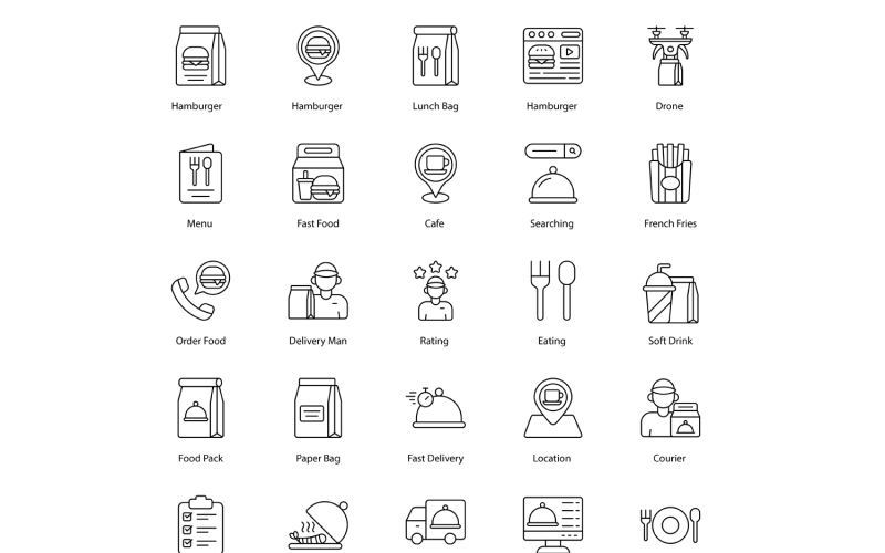 Food Delivery Icon Bundle 372134 Templatemonster