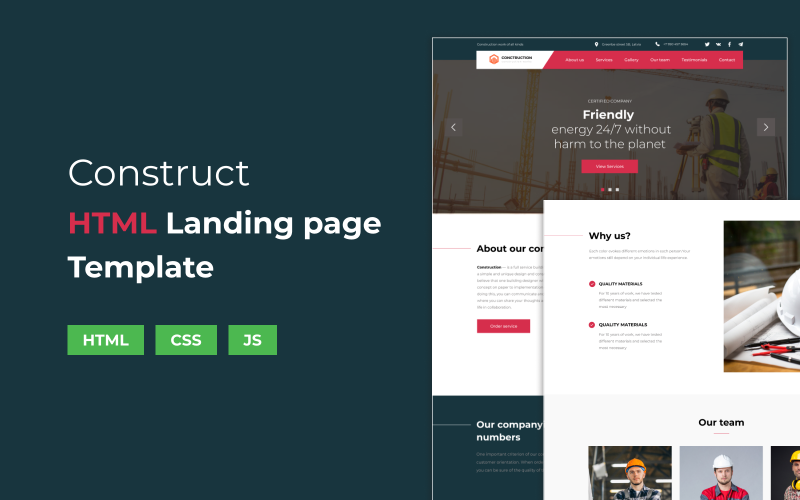 Construction company Landing page template - TemplateMonster