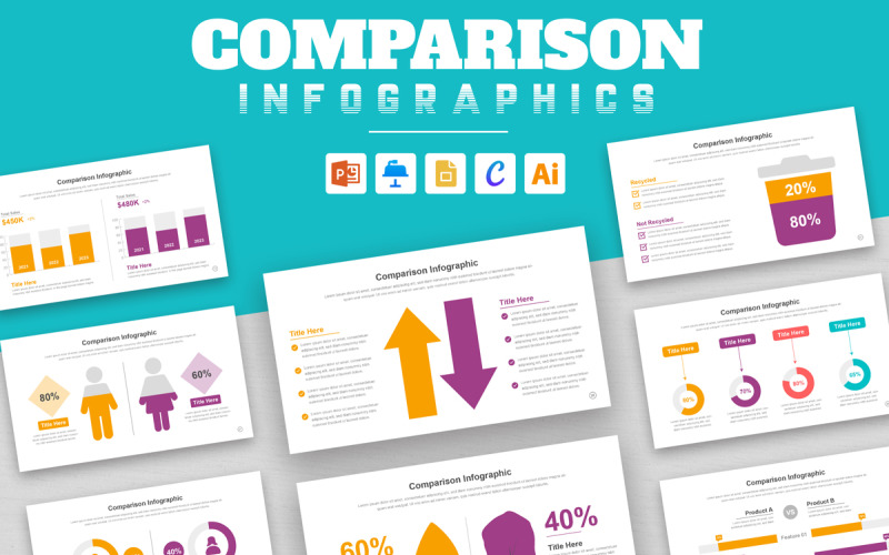 Modèles de présentation d'infographie de comparaison
