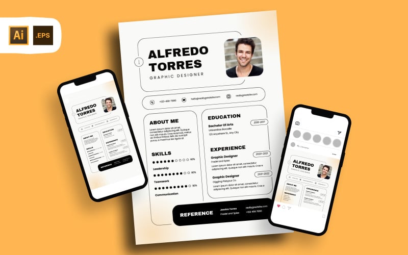 Graphic Designer Resume CV Set Template - TemplateMonster