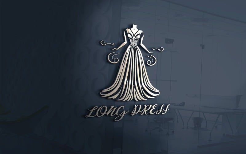 Fichier vectoriel de logo élégant de robe longue