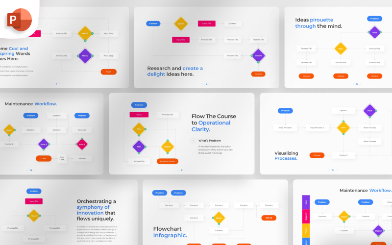 Flussdiagramm-PowerPoint-Infografik-Vorlage - TemplateMonster