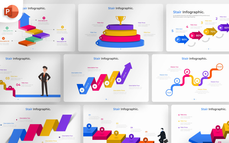 Modello di infografica PowerPoint di scale - TemplateMonster