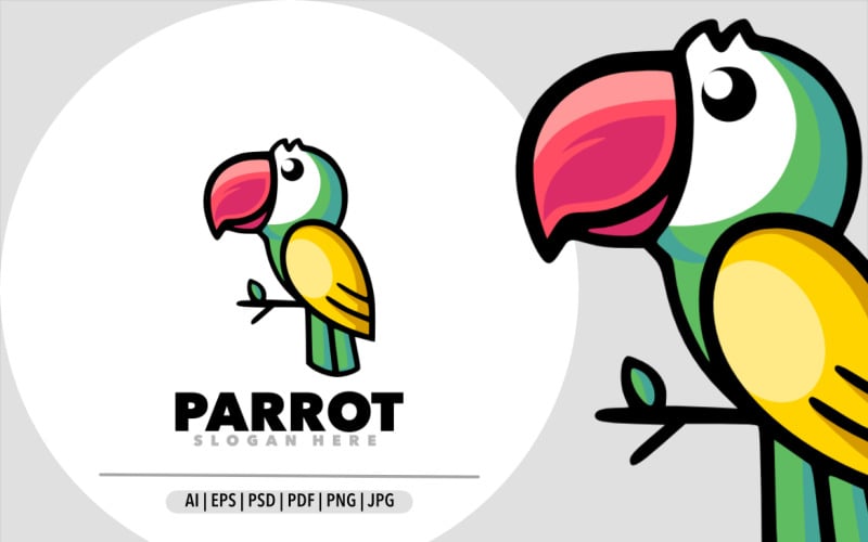 Parrot mascot cartoon logo design illustration