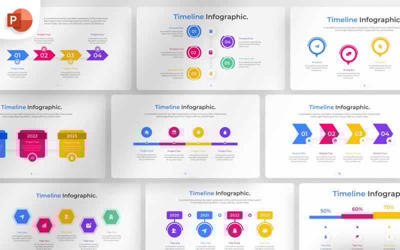 Plantilla de infografía de PowerPoint con línea de tiempo