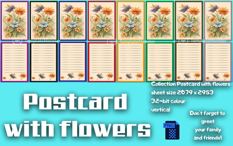 MegaCollection Postcard with flowers - TemplateMonster