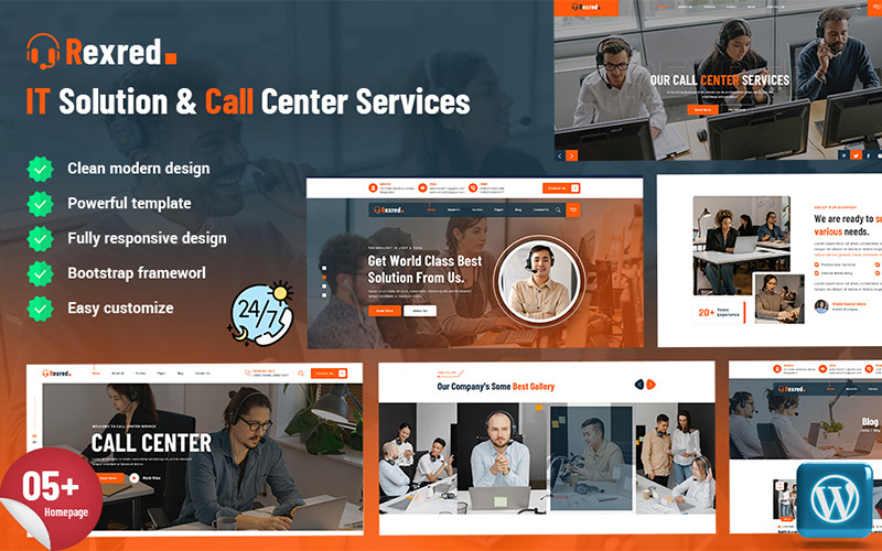 15+ Call Center WordPress Bootstrap-teman - TemplateMonster