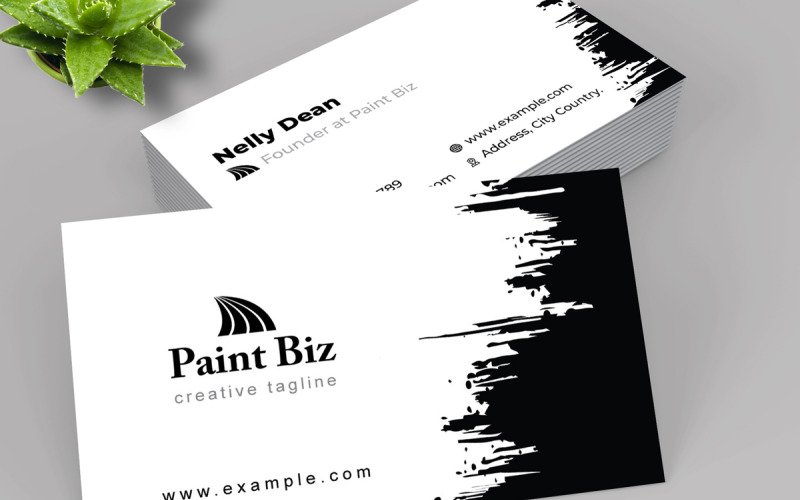 Brush Style Business Card Template #373585 - TemplateMonster