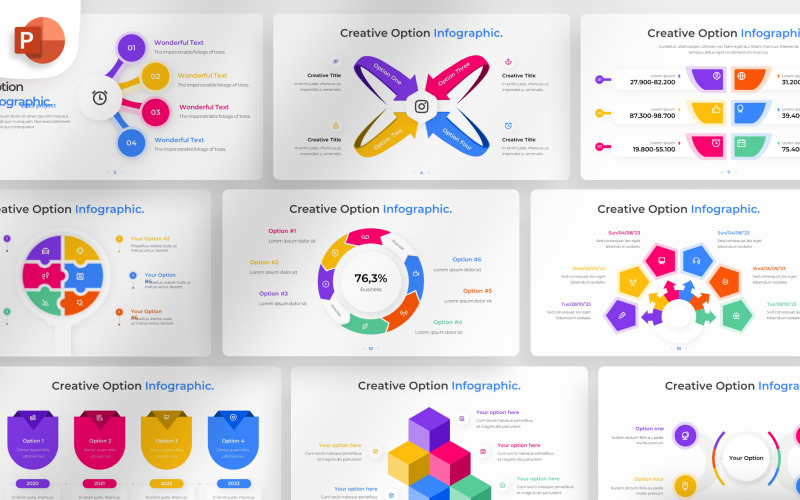 Modello infografico PowerPoint per opzioni creative
