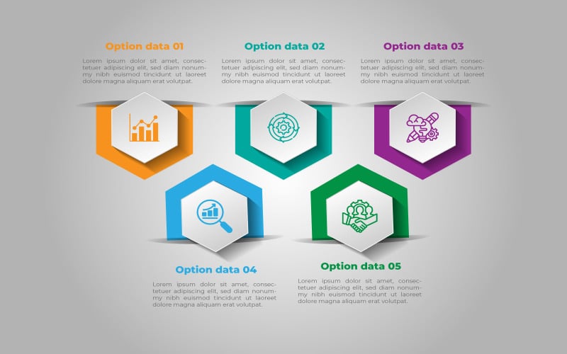 Simple half polygon style vector infographic design