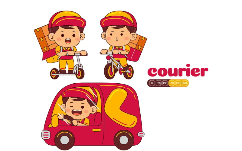 Cute Courier Boy Vector Pack #01 #373828 - TemplateMonster