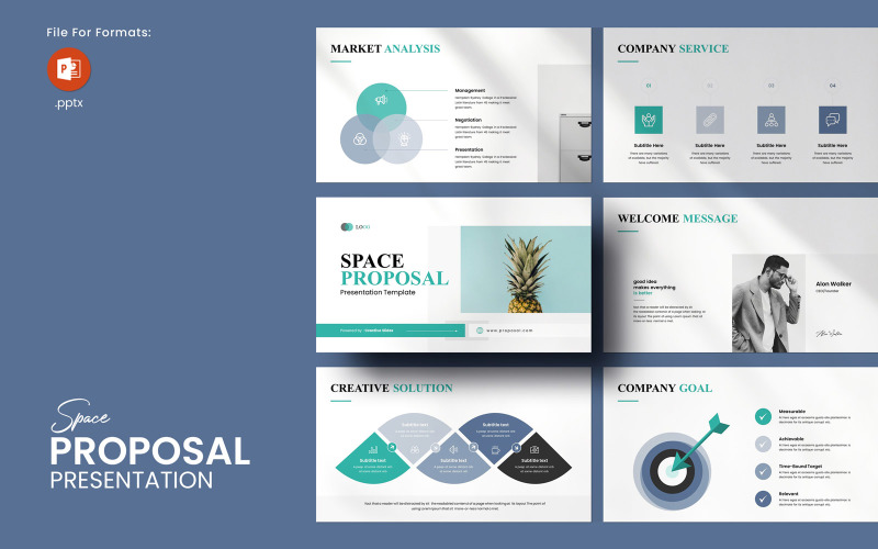 Modello PowerPoint per proposta di spazio - TemplateMonster