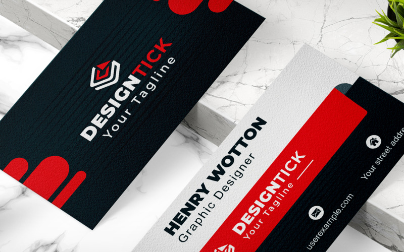 Red Color Business Card template layout - TemplateMonster