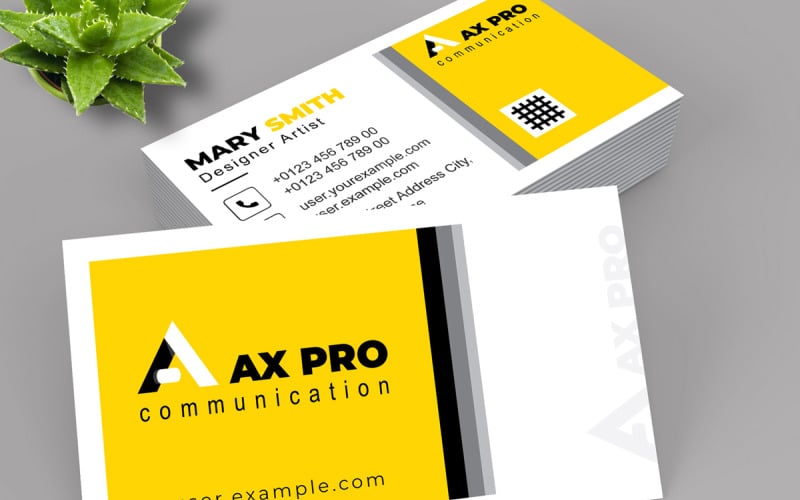 Yellow Color Business Card Design #373833 - TemplateMonster