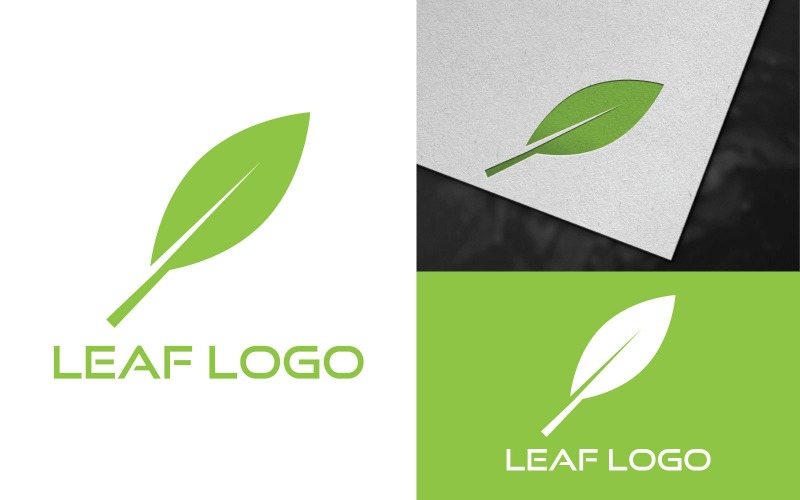 Design del modello logo foglia verde - TemplateMonster